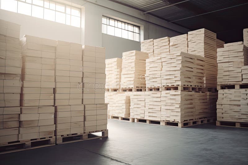 Packing Goods in a Warehouse on Pallets Stock Illustration ...