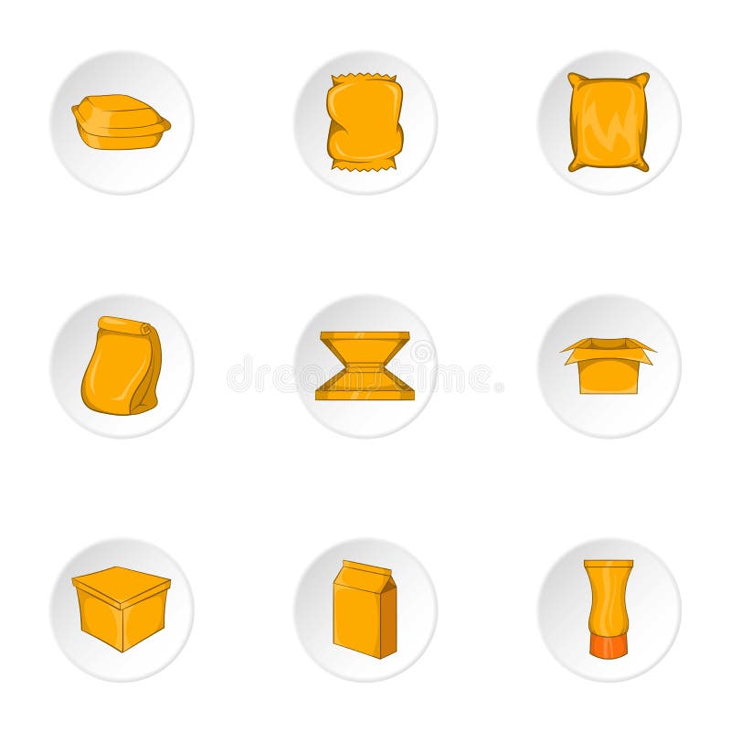 Packing Icons Set, Cartoon Style Stock Vector - Illustration of ...