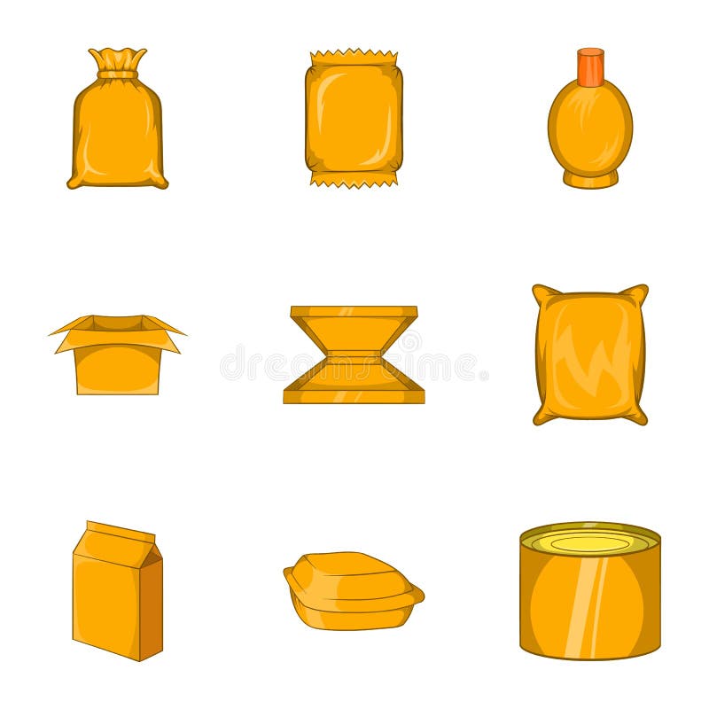 Packing Icons Set, Cartoon Style Stock Illustration - Illustration of ...