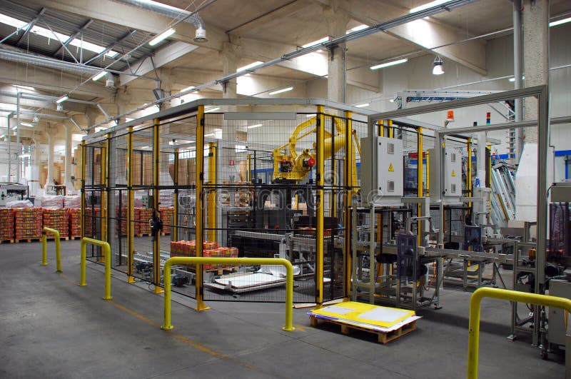 Packing line with robot stock photo. Image of automatic - 9583022