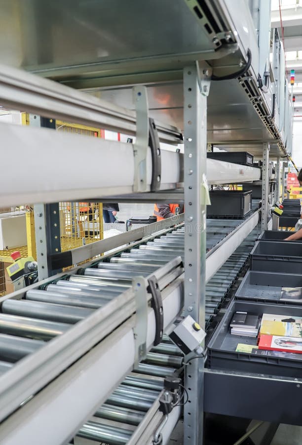 Packing Line in a Logistics Warehouse Stock Image - Image of industrial ...