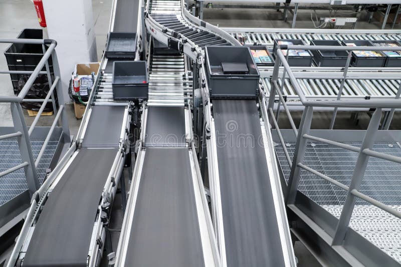 Packing Line in a Logistics Warehouse Stock Image - Image of room ...