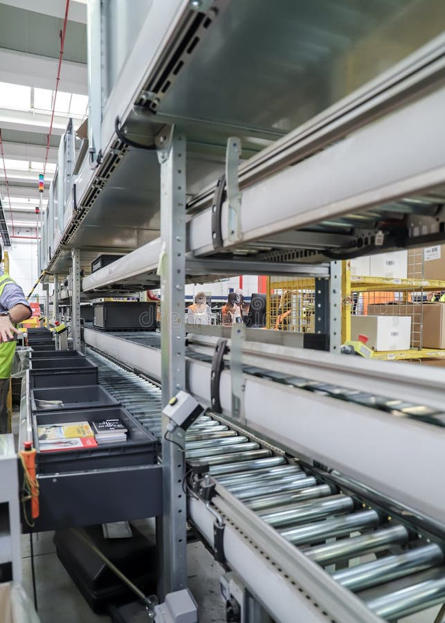 Packing Line in a Logistics Warehouse Stock Photo - Image of industrial ...
