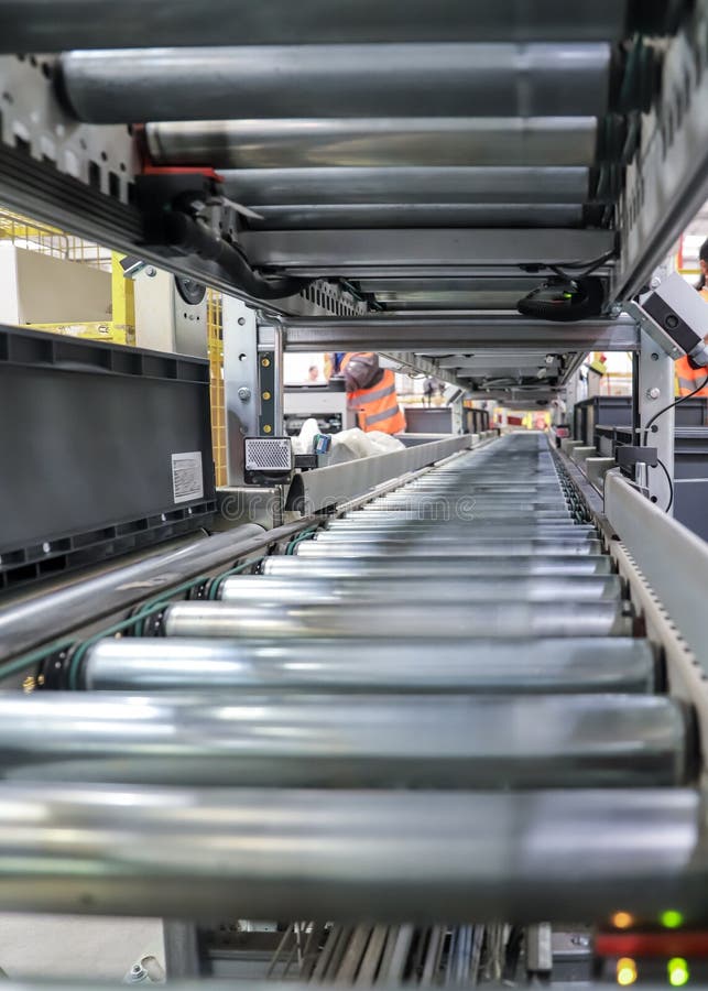 Packing Line in a Logistics Warehouse Stock Photo - Image of warehouse ...