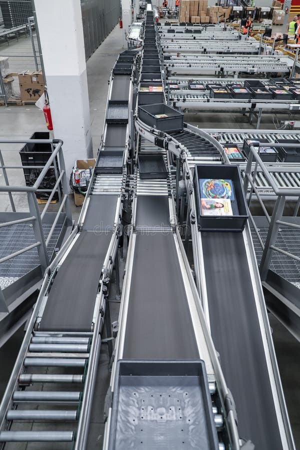 Packing Line in a Logistics Warehouse Stock Photo - Image of equipment ...