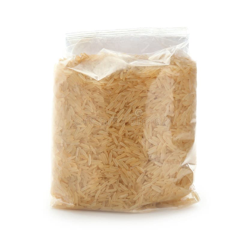 Packing with Long Grain Rice on White Background Stock Image - Image of ...