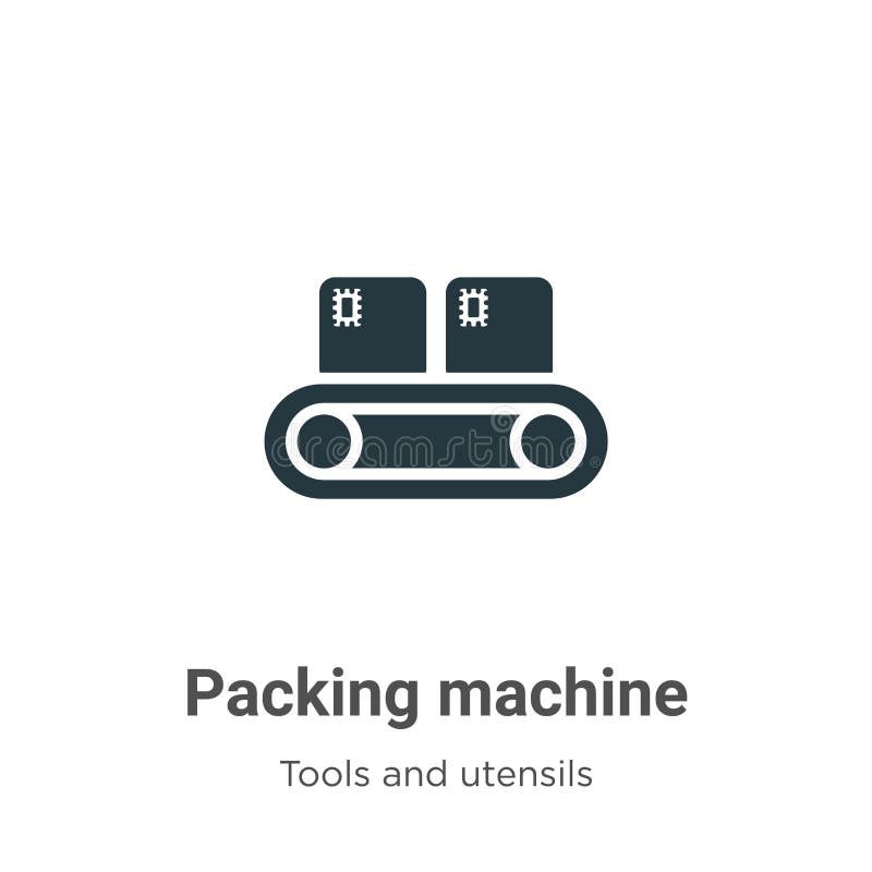 Packing Machine Vector Icon on White Background. Flat Vector Packing ...