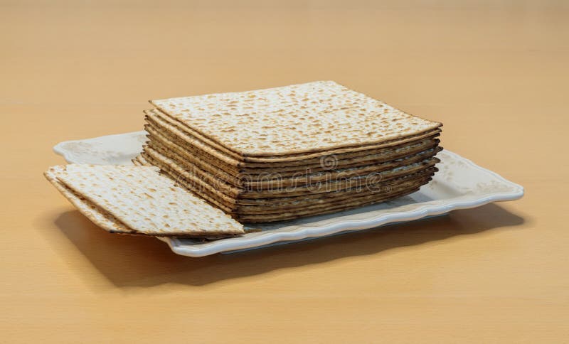 Packing Matzo for Pesach Square Shape Lies on a Plate on the Table ...