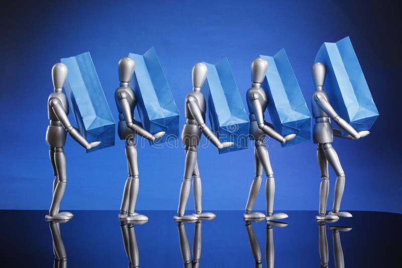 Packing Operation Blue on Blue Stock Image - Image of consumerism ...