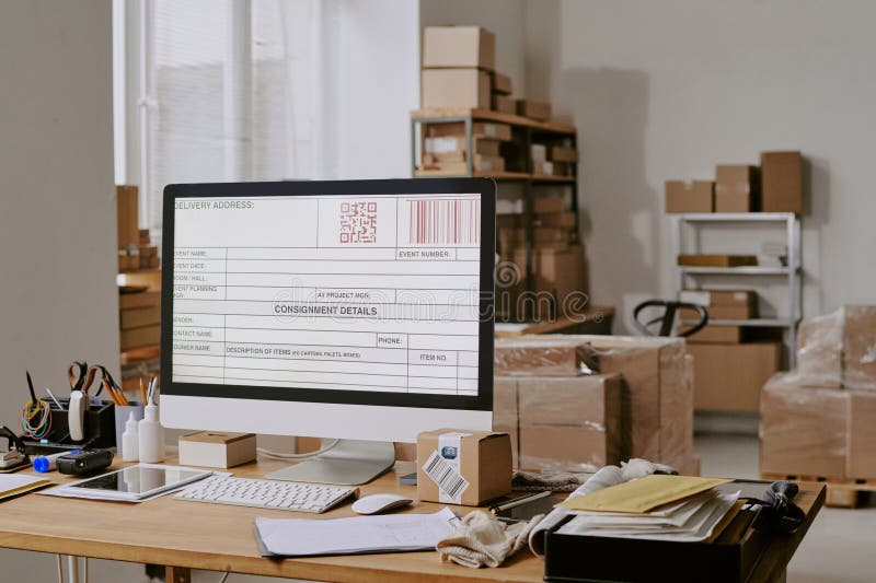 Packing Orders and Organizing Items in Warehouse Space Stock Photo ...