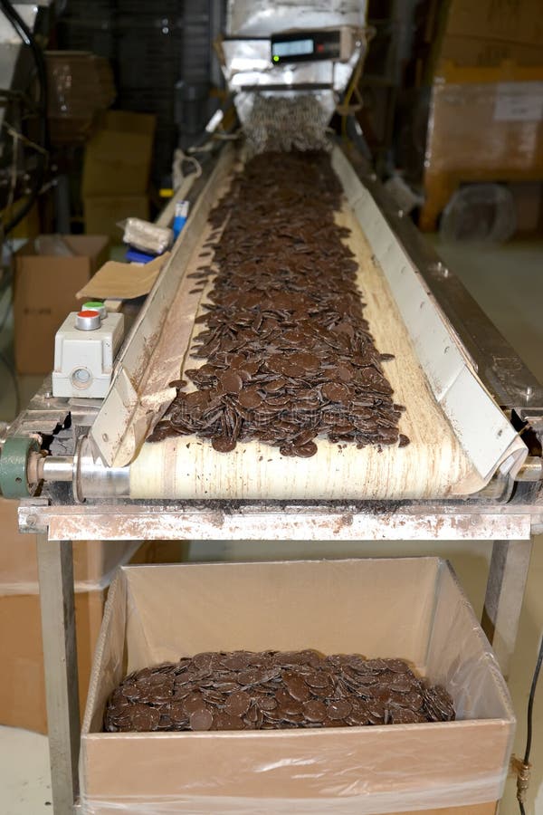 Packing Pebble Chocolate in a Cardboard Box. Chocolate Factory Stock ...