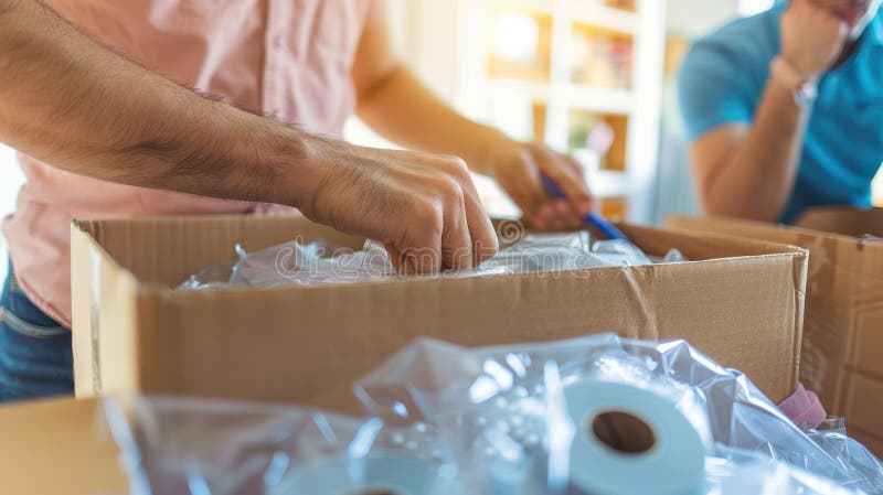 The Packing Process at Work. AI Generated Stock Illustration ...