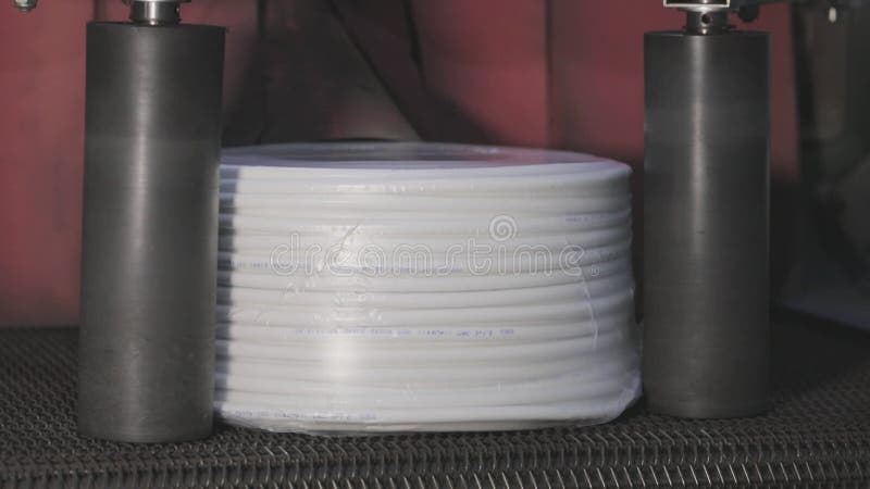 Packing Reels with Cable on a Modern Conveyor, Automatic Packing Reels ...