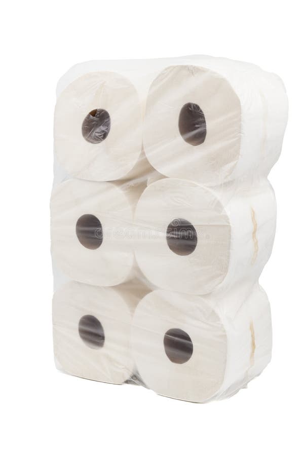 Packing Rolls of Paper Towels on a White Background Stock Image - Image ...