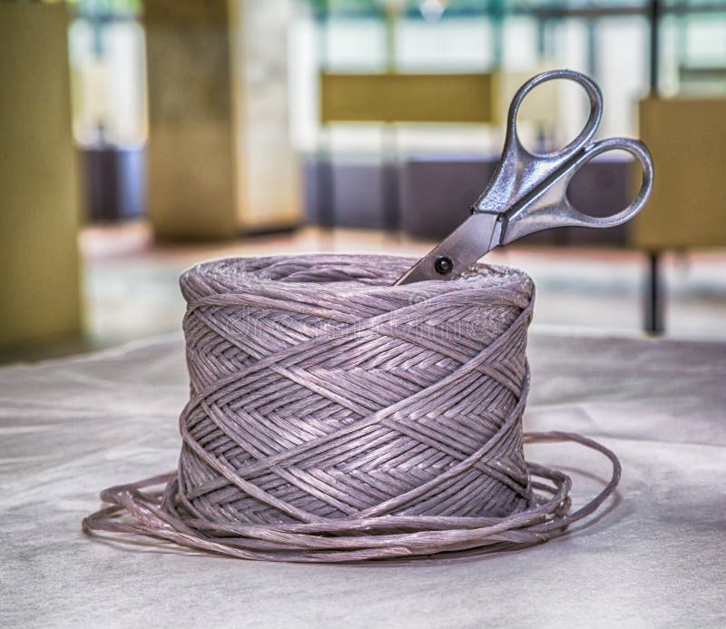 Packing rope, scissors stock image. Image of coil, thread - 77983759