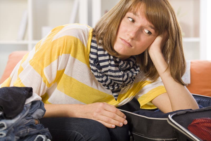 Packing stress stock photo. Image of female, sofa, depression - 20381730
