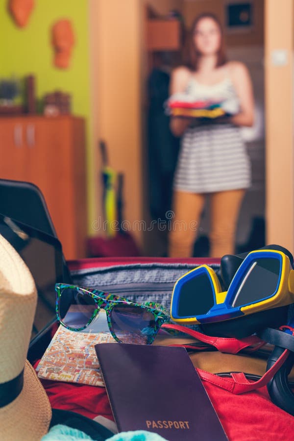 Packing Suitcase and Getting Ready for Traveling Stock Photo - Image of ...