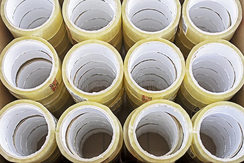 Packing Tape in Boxes Top View. Construction Stock Image - Image of ...
