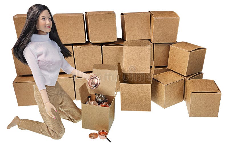 Packing or Unpacking Boxes of Kitchenware Stock Image - Image of ...