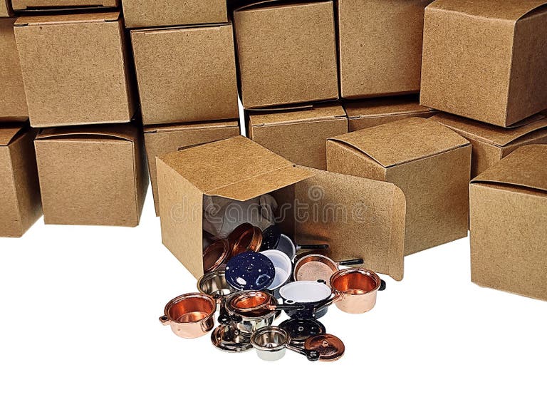 Packing Up the Kitchen Utensils Stock Image - Image of pots ...