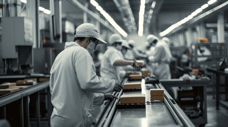 Packing Workers on the Conveyor Stock Image - Image of distribution ...