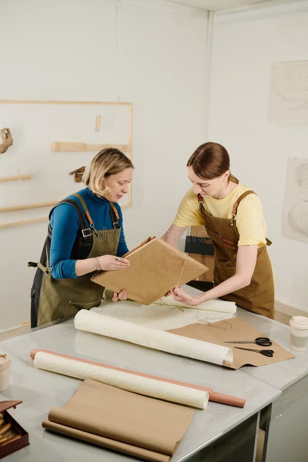 Packing and Wrapping Parcel into Paper Stock Photo - Image of woman ...