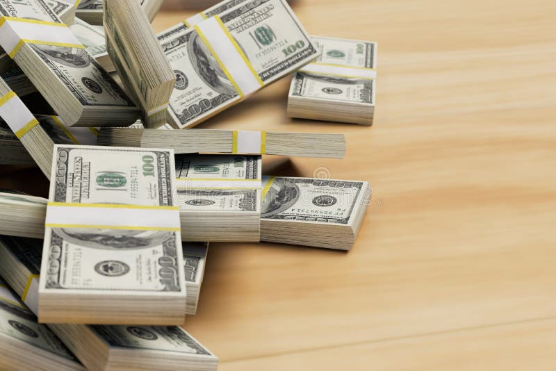 Packs of Cash Dollar Bills on a Wooden Background. Copy Paste, Copy ...
