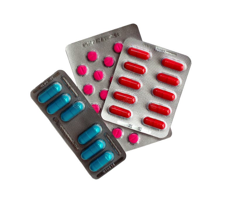 Packs of Pills Isolated on White. Stock Photo - Image of chemical ...