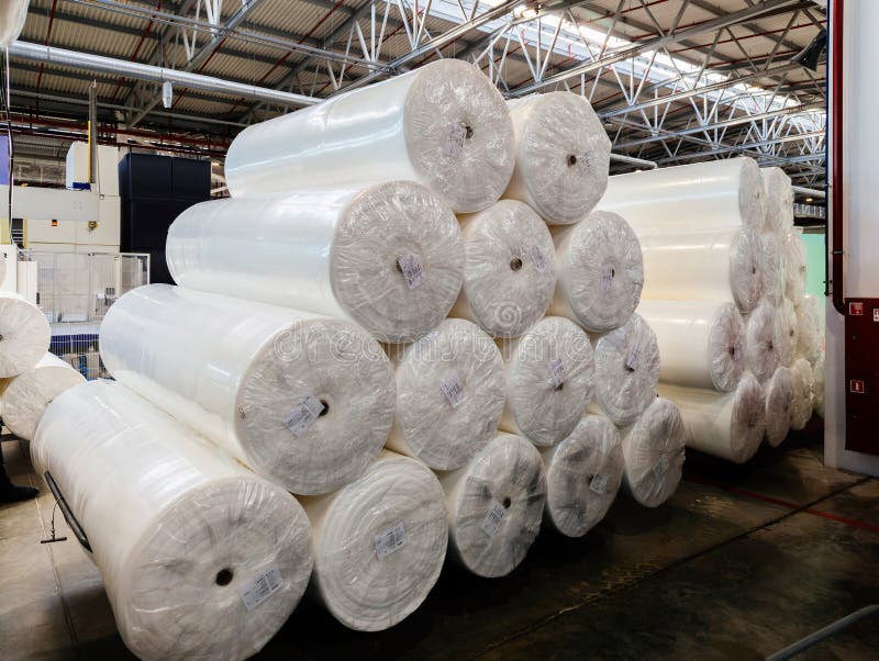 Packs of Rolled Foam Rubber in Warehouse Stock Image - Image of group ...