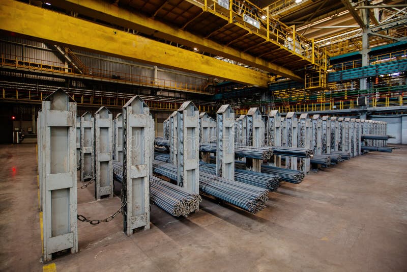 Packs of Rolled Metal Bars on the Shelves Stock Photo - Image of ...