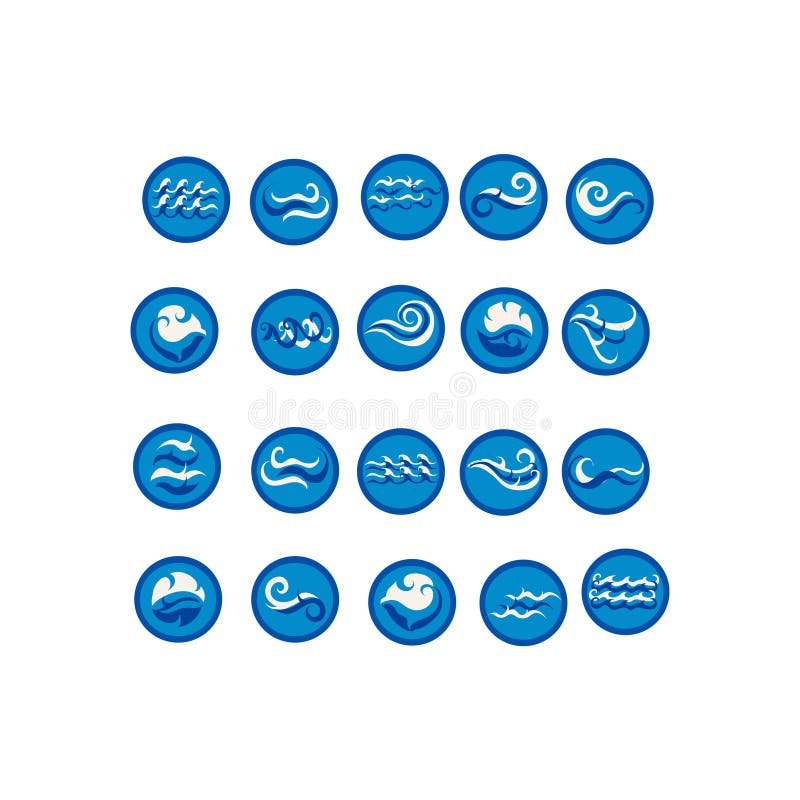 Packs Set of Ocean Wave Icon Vector Stock Vector - Illustration of ...
