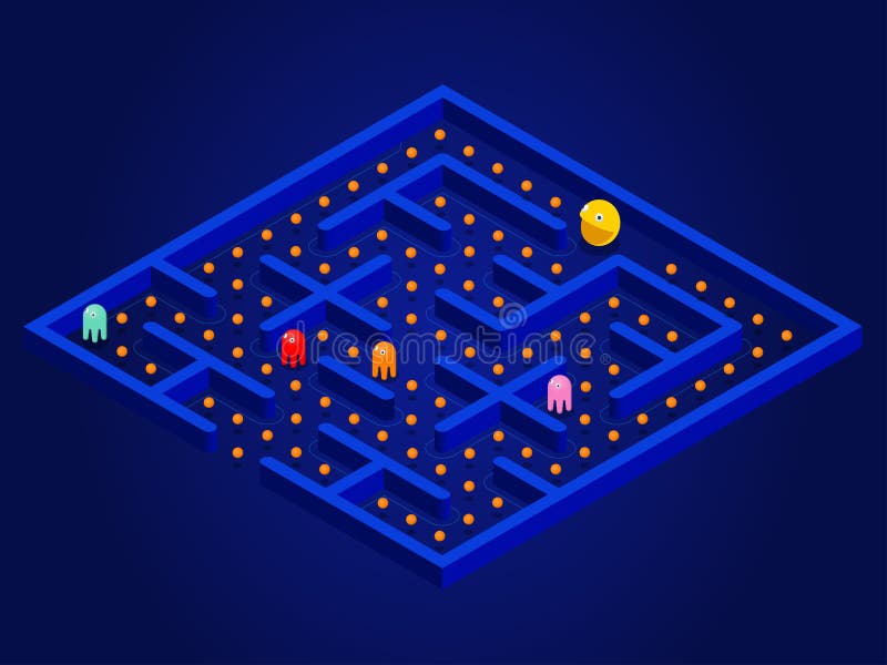 Pacman And Ghosts 80 S Computer Game Icons Set Editorial Photo Illustration Of Attack
