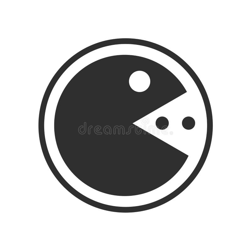 Set Pacman With Eat Icon Isolated On Black And White Background. Arcade ...