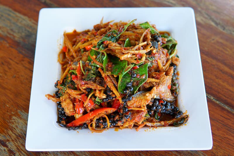 Pad Cha Pla Kang. stock photo. Image of thai, food, spaghetti - 232892604