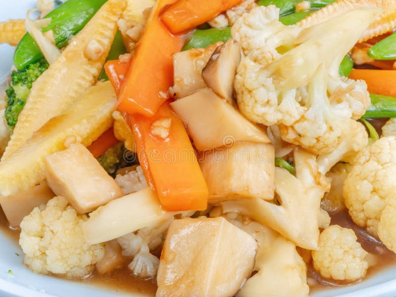 Pad Pak Ruam, Stir Fried Vegatable, Thai Food Stock Image - Image of ...