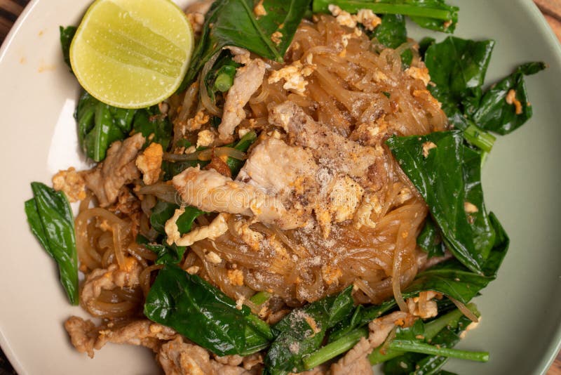Pad See Ew Pork and Vegetables, a Popular Thai Dish Stock Image - Image ...