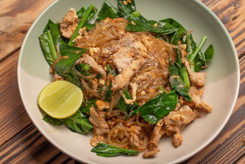 Pad See Ew Pork and Vegetables, a Popular Thai Dish Stock Photo - Image ...