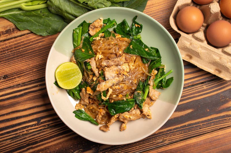 Pad See Ew Pork and Vegetables, a Popular Thai Dish Stock Photo - Image ...