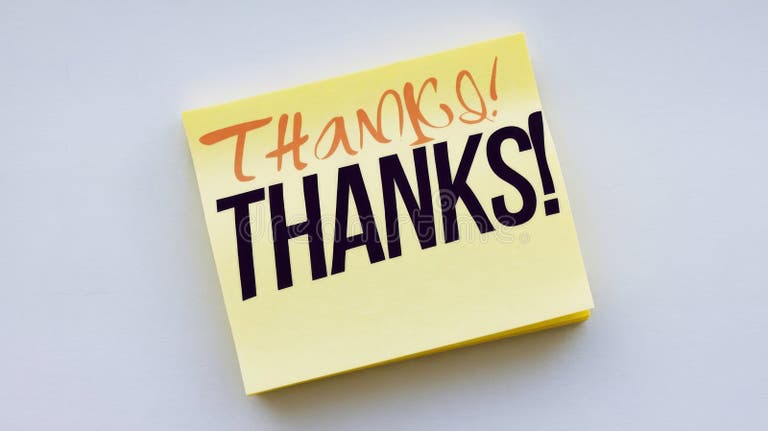 A Pad of Sticky Notes Featuring the Message "Thanks!" in Bold ...