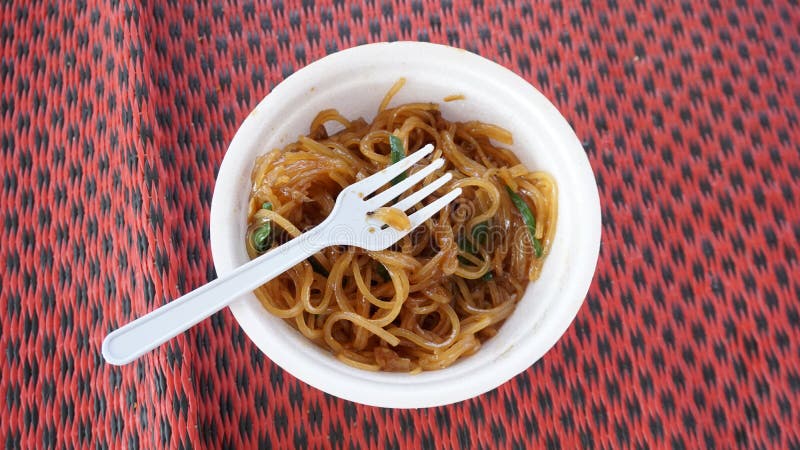 Pad Thai in Foam Cups Placed on the Mat. Stock Image - Image of cuisine ...