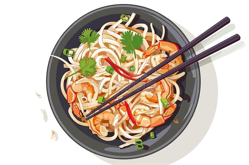 Pad Thai Isolated Vector Style Stock Vector - Illustration of cartoon ...