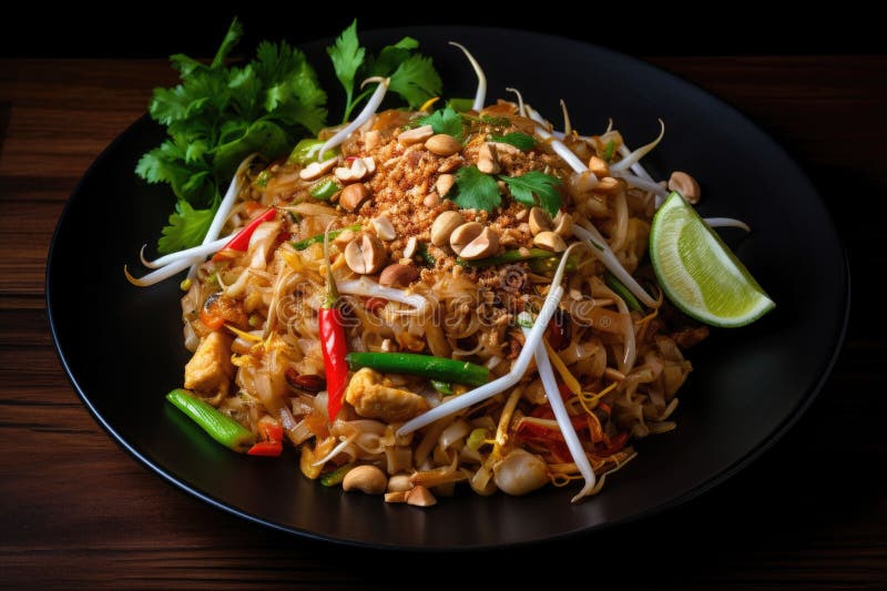 Pad Thai noodle Thai food stock illustration. Illustration of dish ...