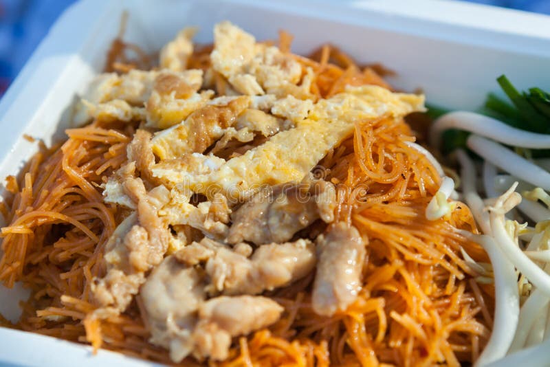 Pad Thai, Stir-fried Rice Noodles in Package Box Stock Image - Image of ...