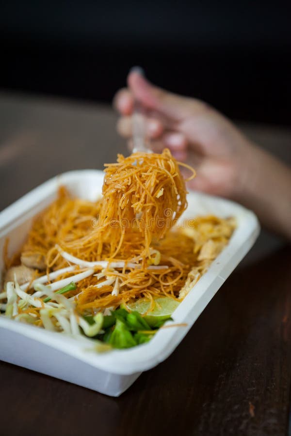 Pad Thai, Stir-fried Rice Noodles in Package Box Stock Photo - Image of ...