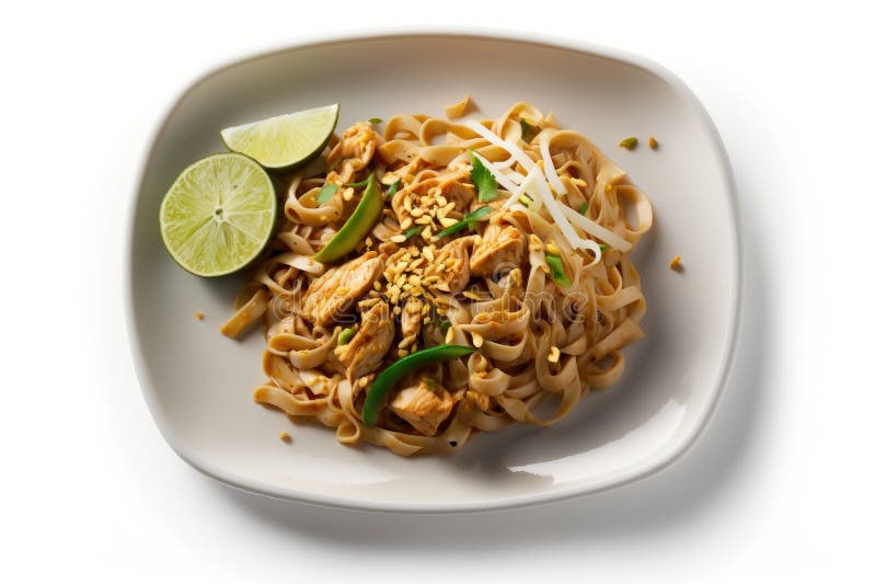 Pad Thai on a White Background. Generative AI Stock Illustration ...