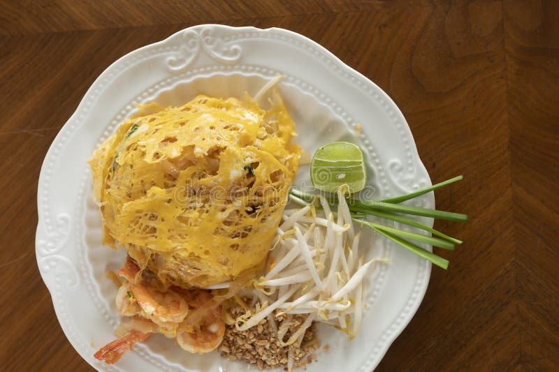 Pad Thai Wrapped in Egg, Picture from Top Corner Stock Image - Image of ...