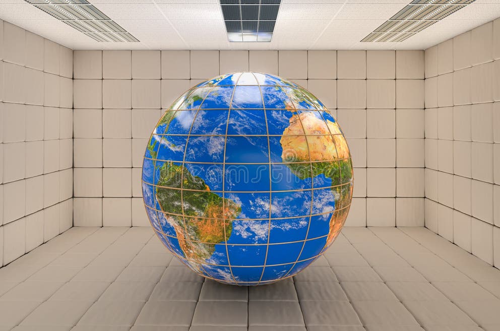 Padded Cell with Earth Globe. 3D Stock Illustration - Illustration of ...