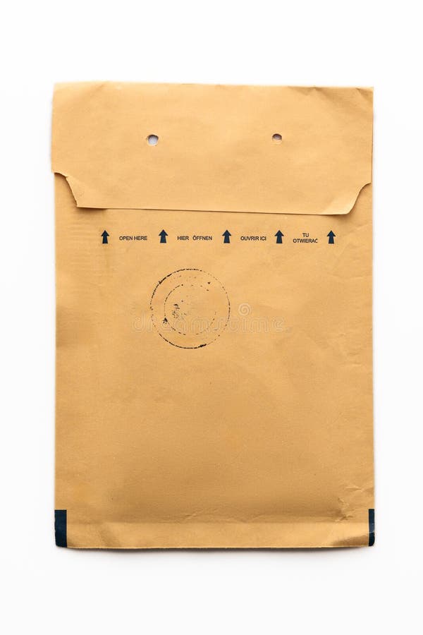 Padded Envelope Top View Isolated on White Background, Cardboard Bag ...