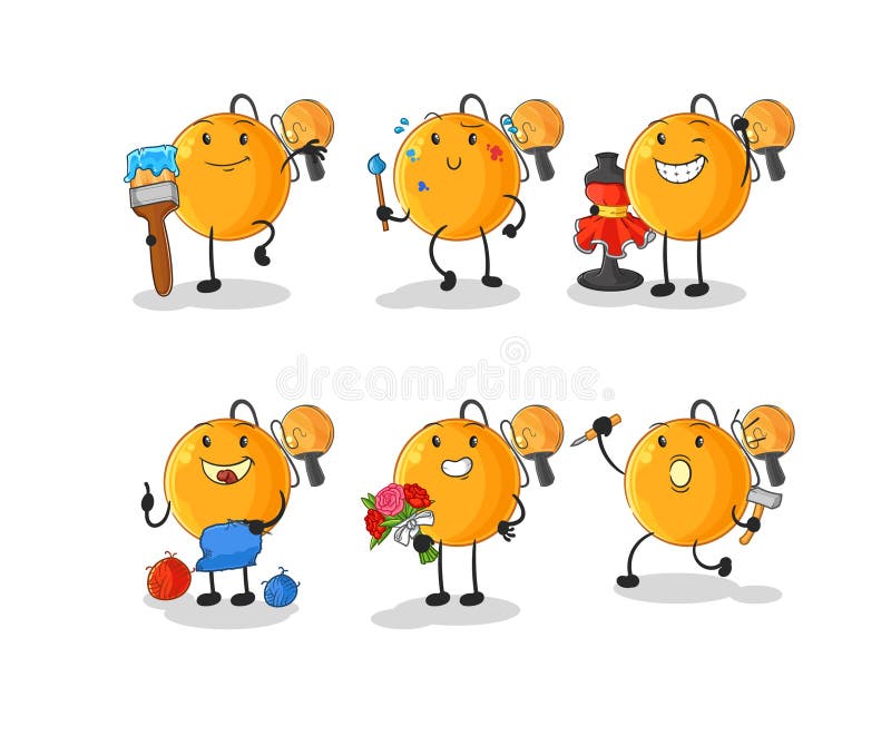 Paddle Ball Artist Group Character. Cartoon Mascot Vector Stock Vector ...