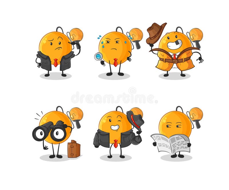 Paddle Ball Detective Group Character. Cartoon Mascot Vector Stock ...